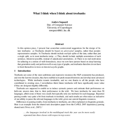 What I Think When I Think About Treebanks Acl Anthology