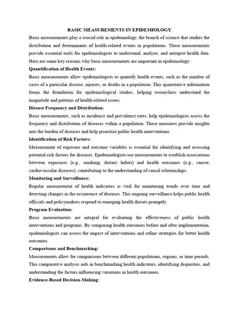 Basic Measurements In Epidemiology Pdf Epidemiology Public Health