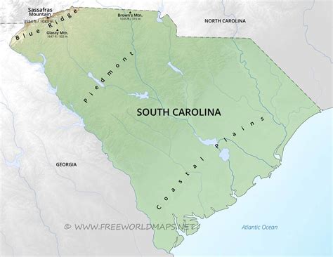 North Carolina Physical Features Map