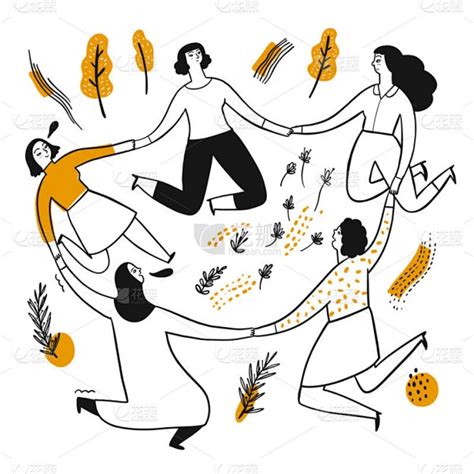 女人 手牵手 大量物体 可爱的 铅笔 泰国 儿童 草图 绘画插图 卡通素材 花瓣网