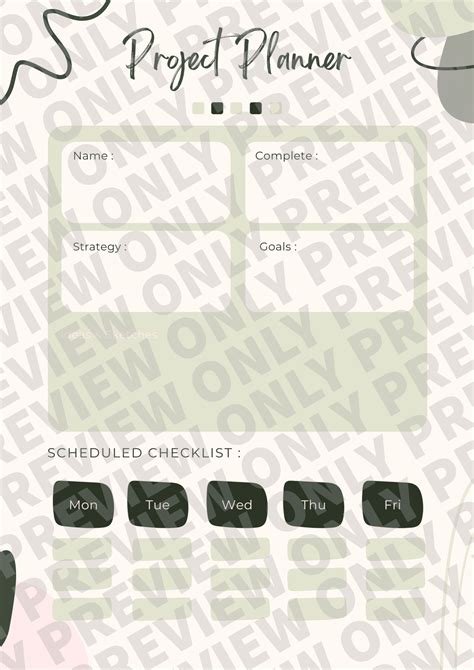 Project Planner Template Instant Download Printable Insert Personal Planner Small Business