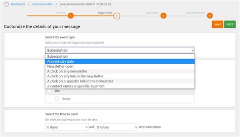 Select The Trigger Event Emailchef