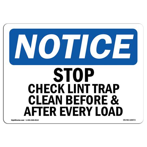 Signmission Stop Check Lint Trap Clean Before And After Wayfair