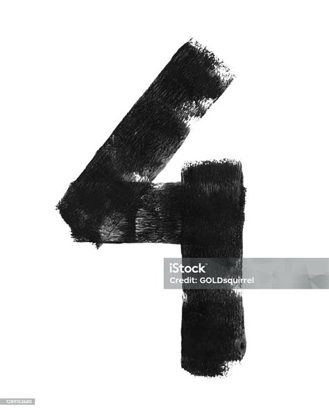 나쁜 인쇄 번호 4 흰색 종이 배경에 고립 된 회색 스케일의 간단한 벡터 그림 눈에 보이는 투명도 및 도색되지 않은 영역이있는 더러운 지저분한 고르지 않은 인쇄물 0명에