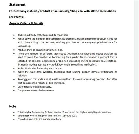 Solved Statement Forecast Any Material Product Of An Chegg