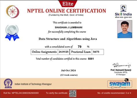 Shashan Lumbhani On Linkedin Learningneverstops Dsa Nptel