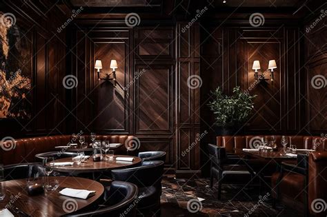 Elegant Steakhouse Refined Dining Experience With Luxurious Dark Wood