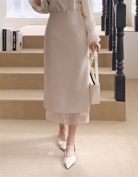 리썸데이 멜티드 롱 스커트 2color H라인두겹레이어드봄간절기여름슬림핏하객룩데일리출근룩오피스룩올드머니러블리체형보정격식룩나들이벚꽃