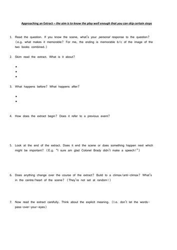 approaching an extract style question teaching resources
