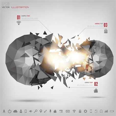 Premium Vector Abstract Polygonal Geometric Background With Web Icons Triangle Elements