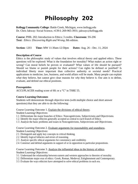 Phil 202 Syllabus Fa24 Pdf Theory