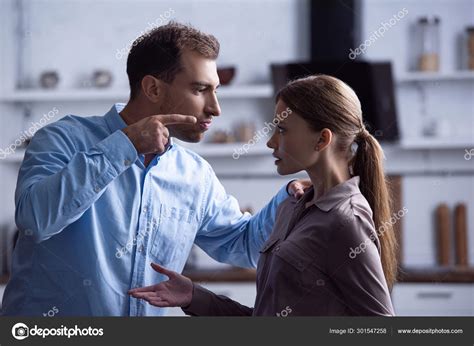 Angry Man Pointing Finger Wife Quarrel Stock Photo By HayDmitriy 301547258