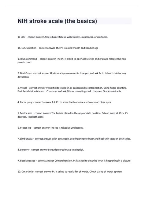NIH Stroke Scale The Basics Verified Already Passed NIH