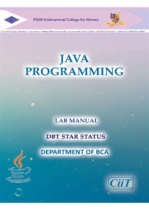 Java Manual New Bca And Bsc I Lab Manual Java Programming Dbt Star