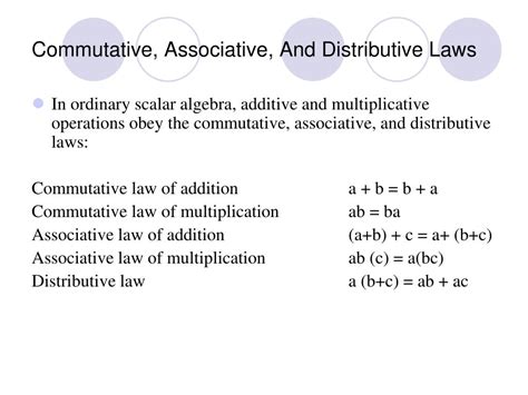 Commutative Associative And Distributive
