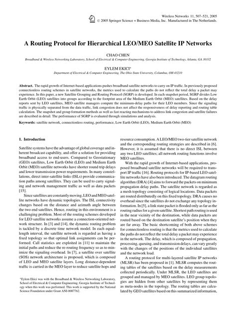 Pdf A Routing Protocol For Hierarchical Leo Meo Satellite Ip Networks