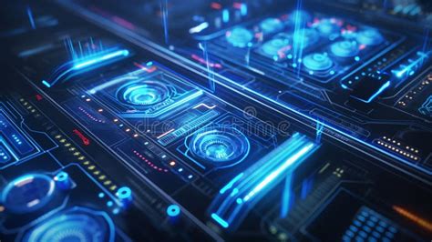 Futuristic Digital Interface With Blue Neon Lights Stock Image Image Of Virtual Data 322273289