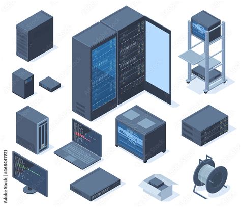 Vector De Stock Isometric Data Center Network Technology And Hosting