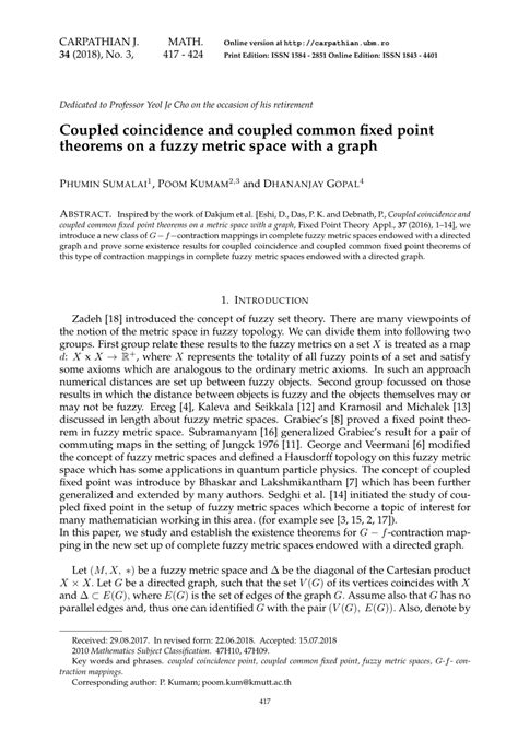Pdf Coupled Coincidence And Coupled Common Fixed Point Theorems On A Fuzzy Metric Space With A