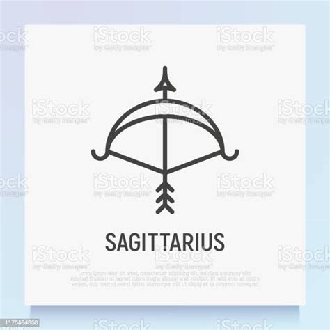 궁수 자리 얇은 선 아이콘입니다 화살로 활을 쏘아 보입니다 별자리에 대한 점성술 기호의 현대 벡터 그림입니다 궁수자리에 대한 스톡 벡터 아트 및 기타 이미지 Istock