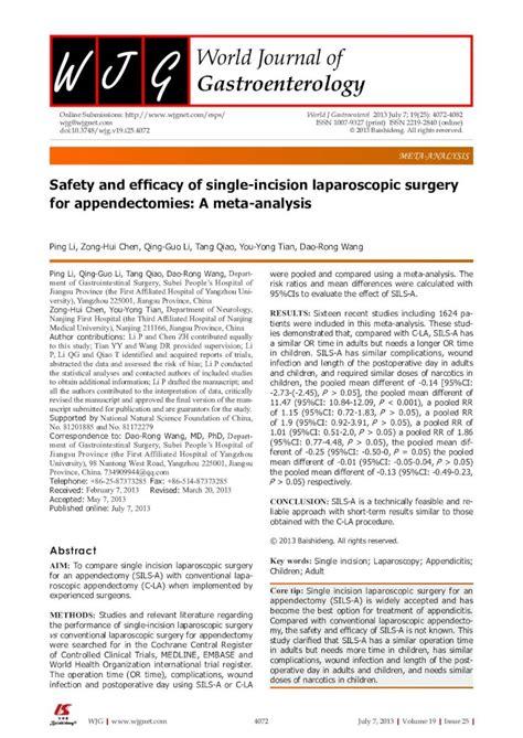 Pdf Safety And Efficacy Of Single Incision Laparoscopic · The First Laparoscopic