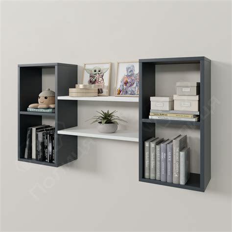 Поличка на стіну Комбо полиця для книг та документів полиця біла з великими відділами Id