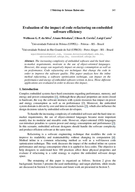 Pdf Evaluation Of The Impact Of Code Refactoring On Embedded Software