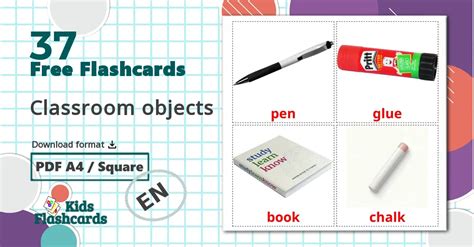 37 Printable Classroom Objects Flashcards In English Free Pdf