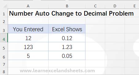 Number Auto Change To Decimal In Excel Learn How To Solve Learn Excel And Sheets