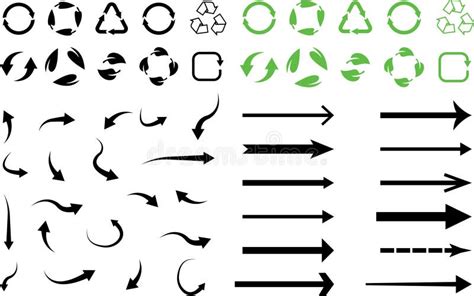 Hand Drawn Arrows Big Circular Arrows Set Recycle And Ecology Icons Reuse And Refuse Concept
