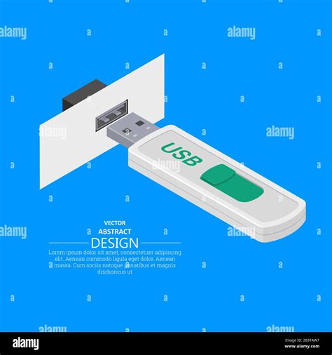 Usb Memory Stick Electrical Connector 3d Style Flat Design Isometric Projection Modern