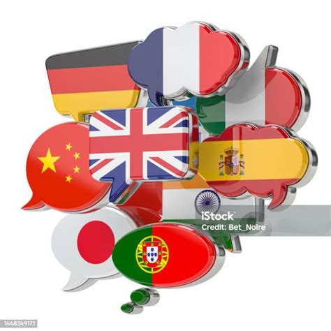 깃발이 있는 말풍선 국제 커뮤니케이션 사회 네트워크 번역 및 언어 개념 학습 말하기에 대한 스톡 사진 및 기타 이미지 말하기 언어 글로벌 커뮤니케이션 Istock