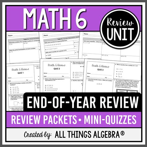 Math 6 End Of Year Review Unit All Things Algebra®