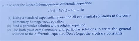 Solved 11 Consider The Linear Inhomogeneous Differential