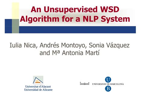 Ppt An Unsupervised Wsd Algorithm For A Nlp System Powerpoint