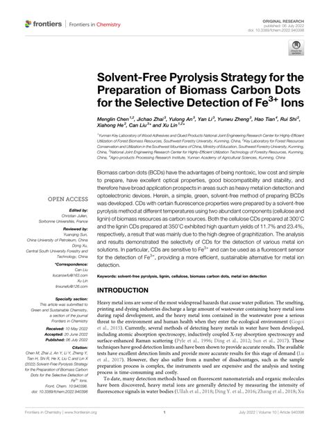 Pdf Solvent Free Pyrolysis Strategy For The Preparation Of Biomass