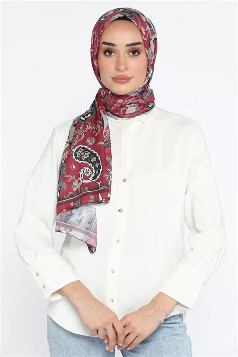 Kadın Desenli Bonjela Soft Tesettür Şal Bordo 1261623 | tozlu.com