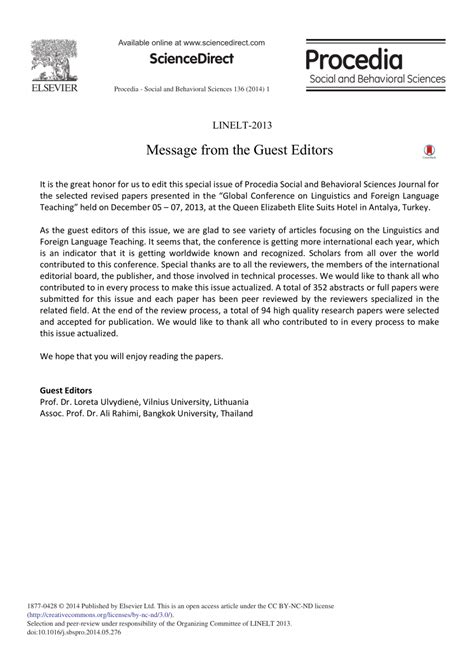 Pdf Message From The Guest Editor