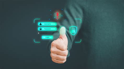 지문 스캔 기술로 로그인하는 남자 미래 기술의 보안 개념 및 지문 암호 제어 느낌표 가상현실에 대한 스톡 사진 및 기타 이미지 가상현실 개념 건강관리와 의술 Istock