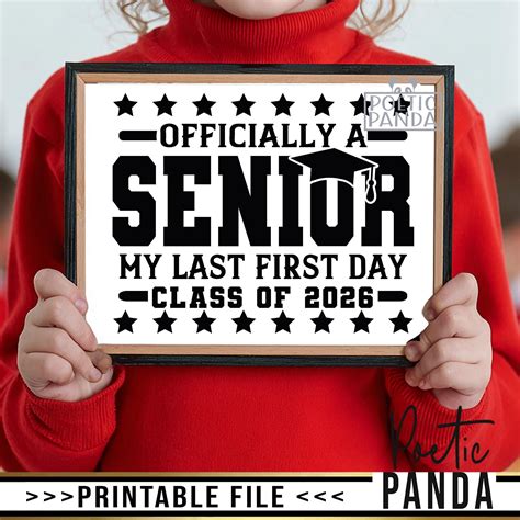 Printable Last 1st Day Senior Sign Png Jpeg 2026 Senior Printable