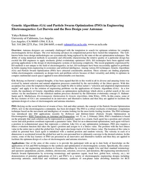 Ga And Pso Pdf Mathematical Optimization Genetic Algorithm