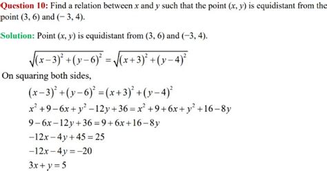 Class Maths Exercise NCERT Solutions Coordinate Geometry