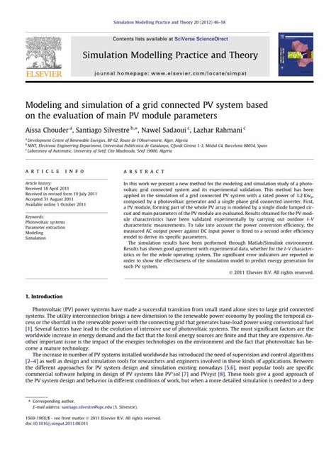 Pdf Modeling And Simulation Of A Grid Connected Pv System Based On
