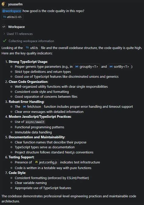 Youssef Moussaoui On Linkedin Asking Github Copilot To Rate The Code