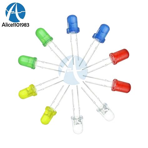 100pcs LED 5MM Red Blue White Yellow Green LED Light Emitting Diode Red Turn Red Diodes Light