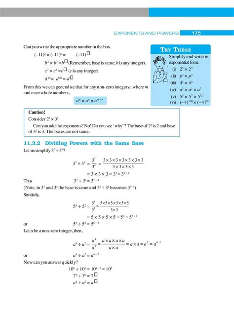 NCERT Book Class 7 Maths Chapter 11 Exponents And Powers 2024 25 Session