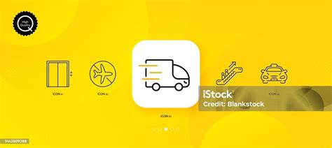 에스컬레이터 비행 모드 및 트럭 배달 최소 라인 아이콘 웹 응용 프로그램 인쇄용 벡터 계단에 대한 스톡 벡터 아트 및 기타 이미지 Istock