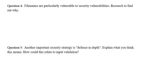 Solved Question 4 Filenames Are Particularly Vulnerable To
