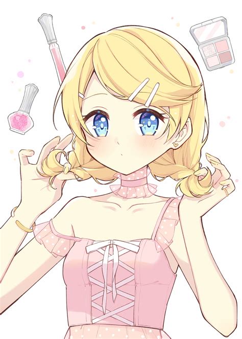 Safebooru 1girl Aqua Eyes Bare Shoulders Blonde Hair Blush Choker