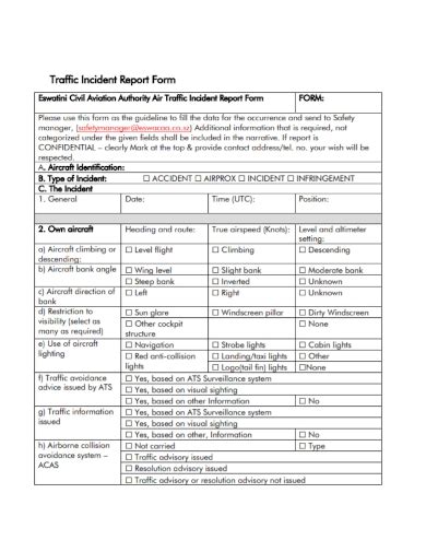 Traffic Control Incident Report Form